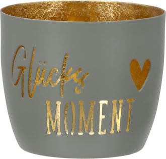 Gilde Gilde Windlicht Gl&uuml;cksmoment 8.5 cm | Metall | Teelichthalter | beige/mittel