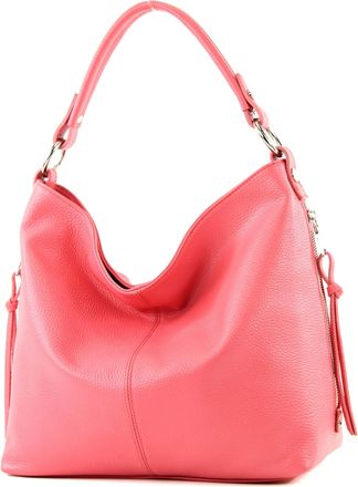modamoda.de T160 Damen Leder Schultertasche Henkeltasche Large handmade in Italy, Farbe:T160 Bubble Gum
