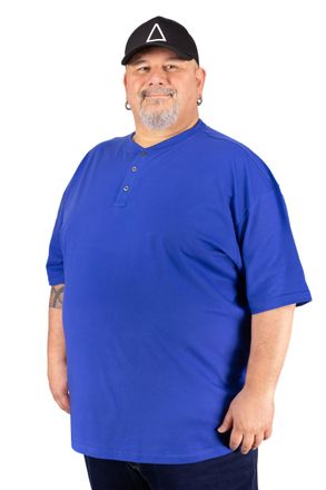 Adamo Übergrößen Rundhals T-Shirt für Herren in Royalblau Serie Silas Regular FIT bis 10XL, Größe:10XL