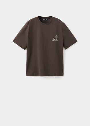 Mango T-shirt en coton imprim&eacute; marron - Femme - XXL - MANGO