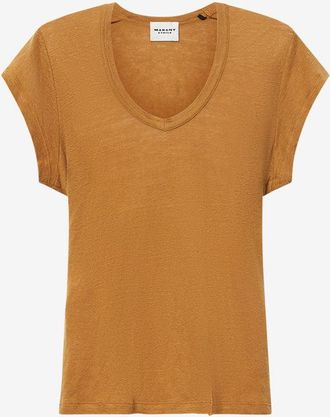Isabel Marant T-shirt Tee Shirt Zankou En Lin - Femme - Dor&eacute; - Taillexs - Marant &Eacute;toile