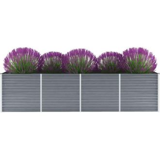 vidaXL Vidaxl - Lit sur&eacute;lev&eacute; de jardin Acier galvanis&eacute; 320x80x77 cm Gris