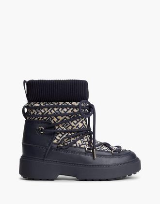 Tommy Hilfiger bottes de neige r&eacute;sistantes &agrave; leau &agrave; monogramme TH bleu fonc&eacute;