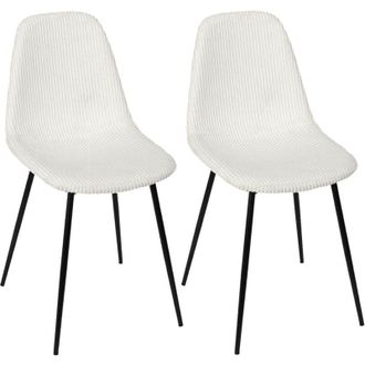 Altobuy Altobuy - amory - Lot de 2 chaises en velours côtelé coloris crème