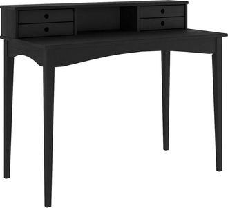 IDIMEX Bureau milano avec 4 tiroirs et 1 niche, en pin massif - Noir