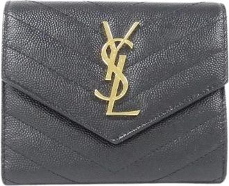 Saint Laurent Portefeuille en cuir Pre-owned - Femme - Pre-owned - Noir - Taille: ONE Size