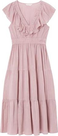 Springfield 3.fq. Vestido Midi Liso Volante Robe décontractée, Lavande Claire, 40 Femme