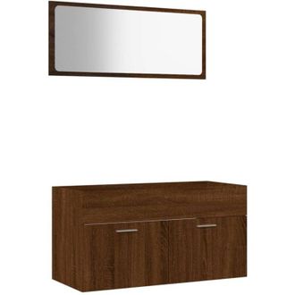 Les Tendances Ensemble de meubles de salle de bain 2 pcs Ch&ecirc;ne marron