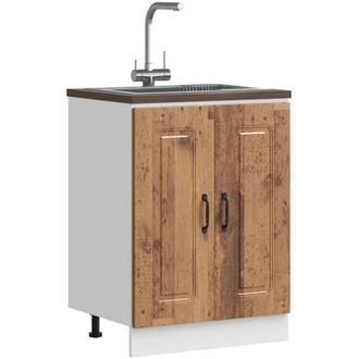 vidaXL Vidaxl - Meuble bas pour &eacute;vier Kalmar vieux bois bois ding&eacute;nierie