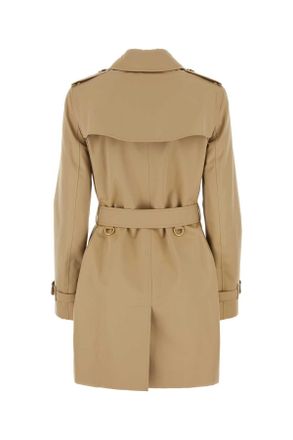Burberry Womens Beige Gabardine Trench Coat Honey Cotton