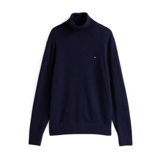Tommy Hilfiger Blauer Baumwoll-Kaschmir Rollkragenpullover - - Knitwear - Herren - Blau - L