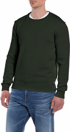 Replay Herren Strickpullover mit Rundhals-Ausschnitt, Mud 212 (Braun), L