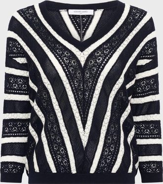 Gerard Darel Pull en crochet &agrave; rayures contrast&eacute;es - LORETTA - Marine