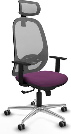 Piqueras y Crespo B&uuml;ro-B&uuml;rostuhl mit 1D-Armen, h&ouml;henverstellbare Lendenwirbelst&uuml;tze und Kopfteil, h&ouml;henverstellbar und neigbar, Grau/Violett