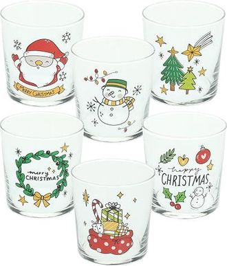 Tognana Lot de 6 Verres 400 ml Happy Xmas Verre, Multicolore