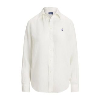 Ralph Lauren Femme, Blouses et Chemises, Blanc, Taille: 40 FR Chemise en lin coupe classique