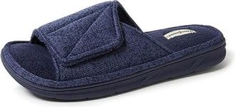 Dearfoams Herren Chase Marled Knit Pattern Slide Memory Foam Slippers with Adjustable Strap Hausschuh, Marineblau, X-Large