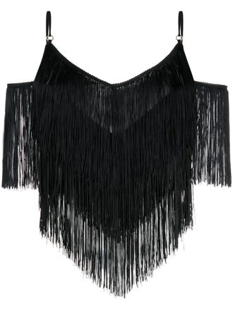 Pinko Giappone Bluse mit Fransen - Schwarz