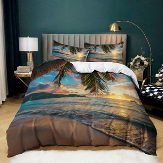 Generic Meereslandschaft Bei Sonnenuntergang Bettbezug-Set 135 x 200 cm, Print Baumwolle Polyester Bettw&auml;sche Set - Weiches Mikrofaser Bettbezug f&uuml;r Erwachsen