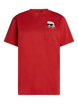 Karl Lagerfeld Ikon T-Shirt mit Strass - Rot