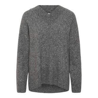 Soaked In Luxury SLBean Pull Col V - Femme - Pulls - Gris - Taille: 36 FR