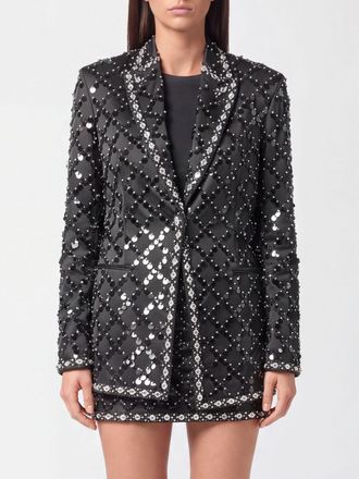 Philipp Plein Blazer court en cr&ecirc;pe avec revers en pointe et logo en strass