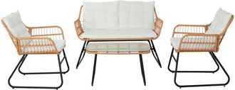 SVITA Capri ensemble de meubles de balcon ensemble de sièges dextérieur en polyrotin 4 pièces Salon de jardin nature - Svita