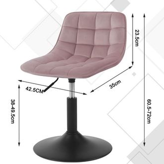 Woltu 1x Barhocker aus Samt 360° Drehstuhl mit Lehne verstellbarer Sitzhocker Stuhl Arbeitshocker Bürohocker Esszimmerstuhl Schminkhocker, Rosa - Woltu