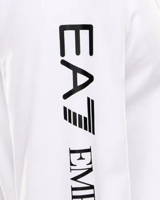 Emporio Armani Mens Zip Hoodie Logo Series White-Black Cotton Sweatshirts White/black Sweater