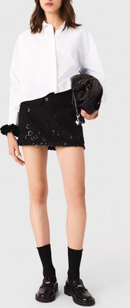 Maje Short Trompe LOEil Brod&eacute; - Noir - Taille 36 - Maje
