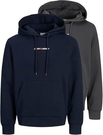 Jack & Jones JJECORP OLD LOGO - Sweat-shirt pour homme, pack de 2 pi&egrave;ces, 2 unit&eacute;s, MP SMU, Asphalte, M