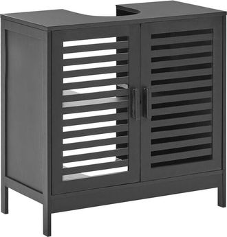 Beliani Waschbeckenunterschrank MISSOULA Bambus 60 cm Schwarz