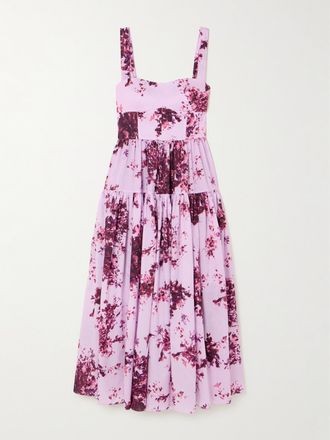 Erdem Midikleid Aus Baumwolle Mit Blumenprint - Pink