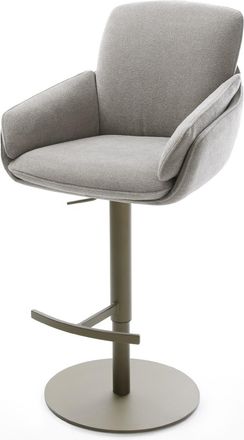 DELIFE Barstuhl Luan-Flex Strukturstoff Soft Grau Drehfu&szlig; h&ouml;henverstellbar Metall Titanfarben, Barst&uuml;hle