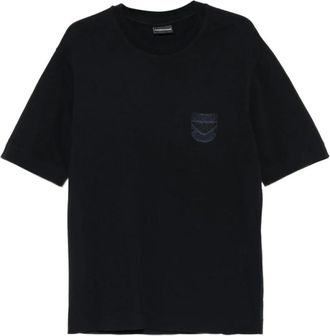 Emporio Armani Homme, Tops, Noir, Taille: XL Crew Neck Appliqu&eacute; SweaT-shirt