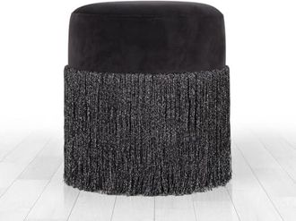 Atelier Del Sofa Modern Black Velvet Pouffe, 40 cm Height x 45 cm Depth | 100% Velvet, 6 cm Orthopedic Sponge, PVC Coated Hidden Legs | Stylish & Functional, 150 kg Ca