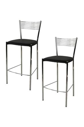 Tommychairs Tommychairs - 2er Set Moderne Barhocker Elegance für Küche und Esszimmer, Robustes Gestell aus verchromtem Stahl, gepolsterte Sitzfläche mit schwarzem