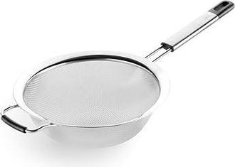Bra 22 cm gro&szlig;es Sieb, mit verst&auml;rktem Griff, aus Edelstahl 18/10, stapelbares System, einfache Aufbewahrung, mit Loch im Griff