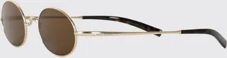 Saint Laurent Ovale Sonnenbrille aus Metall mit dunklen Gl&auml;sern und graviertem Logo