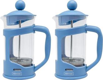Nerthus Kitchenware FIH 791 Franz&ouml;sische Kaffeemaschine, PP/Borosilikatglas/SS, blau, 350 ml (Packung mit 2)