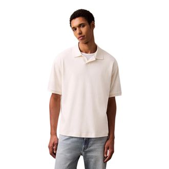 Calvin Klein Wei&szlig;es Geripptes Poloshirt - - Tops - Herren - Wei&szlig; - XS