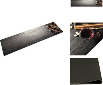 vidaXL K&uuml;chenteppich Waschbar Weinflasche 60x300 cm Samt - K&uuml;chenl&auml;ufer - Samt - Laufmatta - Rutschfest - Maschinenw&auml;sche
