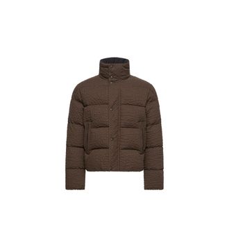 Moncler Moncler Doudoune Courte En Flanelle De Coton Oronte, Homme, Marron, Taille: 0