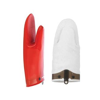 Mastrad Gant Silicone et Coton - Orka TEX - Rainures Anti-Dérapantes - Très Résistant - 30 cm - Rouge