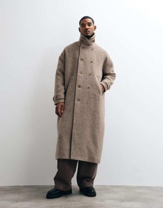 Weekday manteau premium en m&eacute;lange laine et alpaga poilu couleur mole chin&eacute;-Neutre