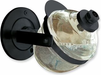 Loberon Seifenspender Bailey, zur Wandbefestigung, schwenkbar, Retro-Look, Badzubehör, Bad-Accessoire, Messing, Glas, antikschwarz/klar