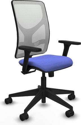 Piqueras y Crespo Schreibtischstuhl aus Stoff mit 3D-Armen, h&ouml;henverstellbare Lendenwirbelst&uuml;tze, ausgestattet mit 3 Positionen und Schneideschaum, Wei&szlig;/Hellblau