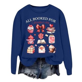 Generic 2026 Sweat-shirt &agrave; col rond pour femme avec imprim&eacute; de No&euml;l festif, bleu, XL