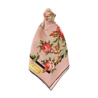 Dolce & Gabbana Femme, Accessoires, Rose, Taille: ONE Size Foulard en twill de soie 90x90 &agrave; imprim&eacute; bouquet de roses