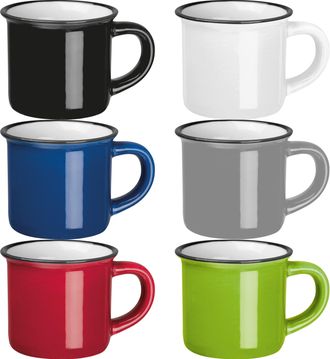 noTrash2003 6er Set Espressotassen im Retro Look Vintage Style aus Keramik mit 60 mL Nostalgielook (Farbmix (6))